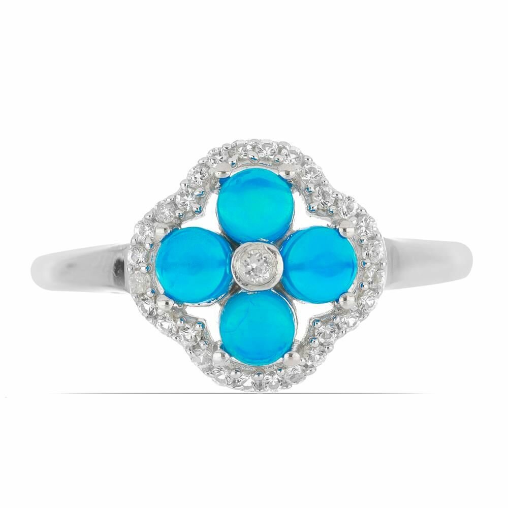 Кольцо, серебро, 925 проба, родирование, опал, топаз