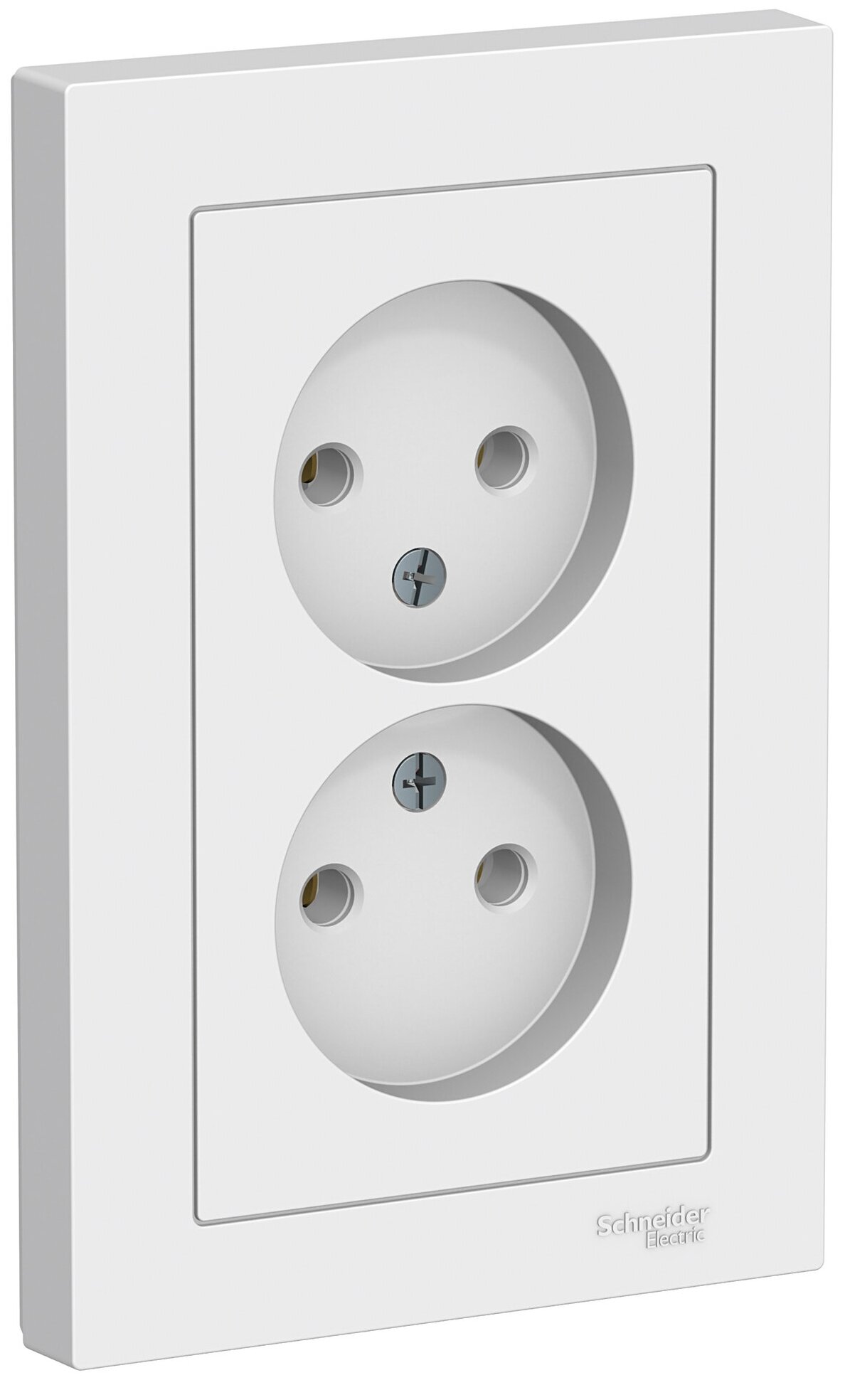 Розетка двойная без заземления 16А в сборе, белый Atlasdesign