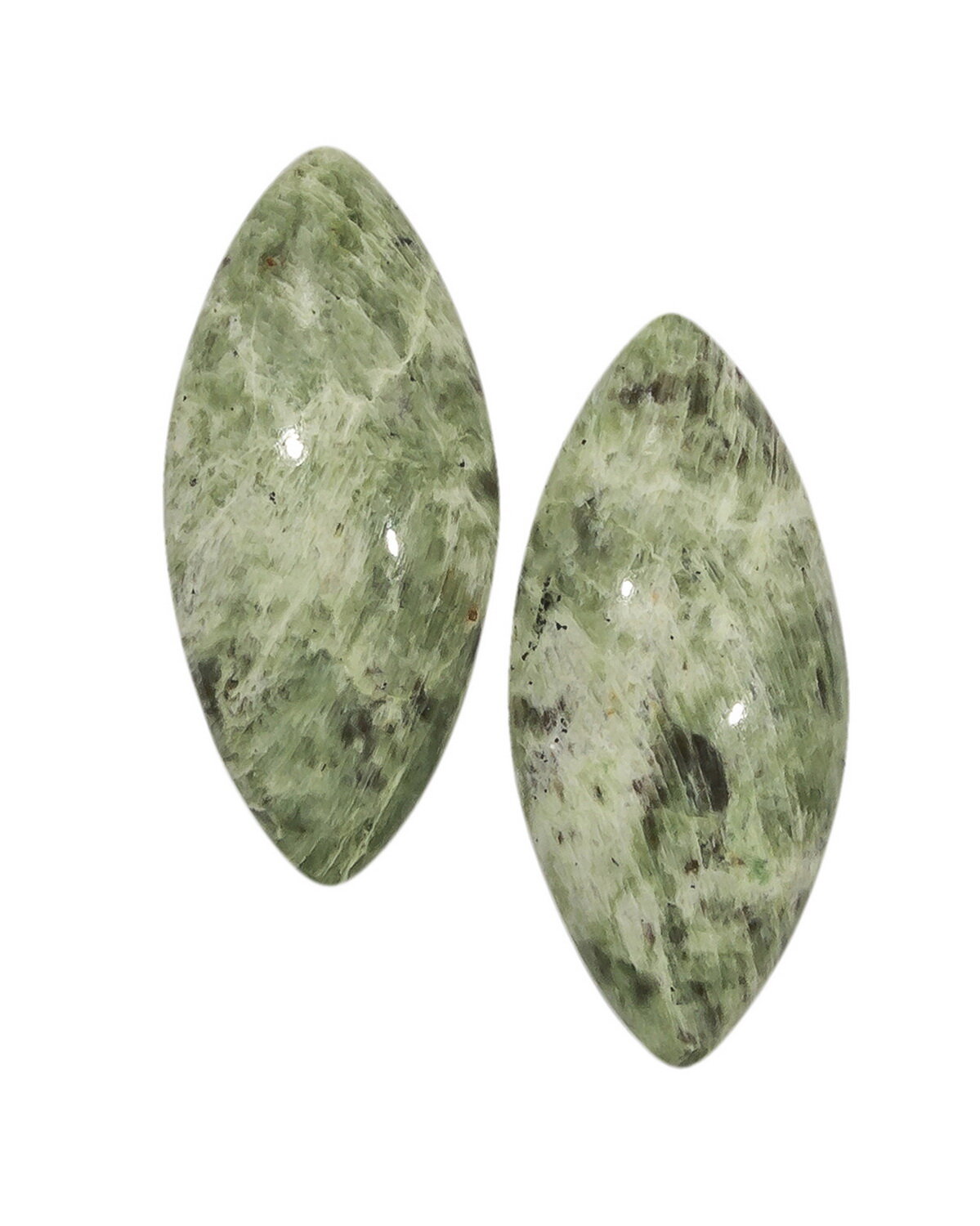 Кабошон Хромдиопсид (пара), размер: 34х15х5 мм, натуральный минерал.