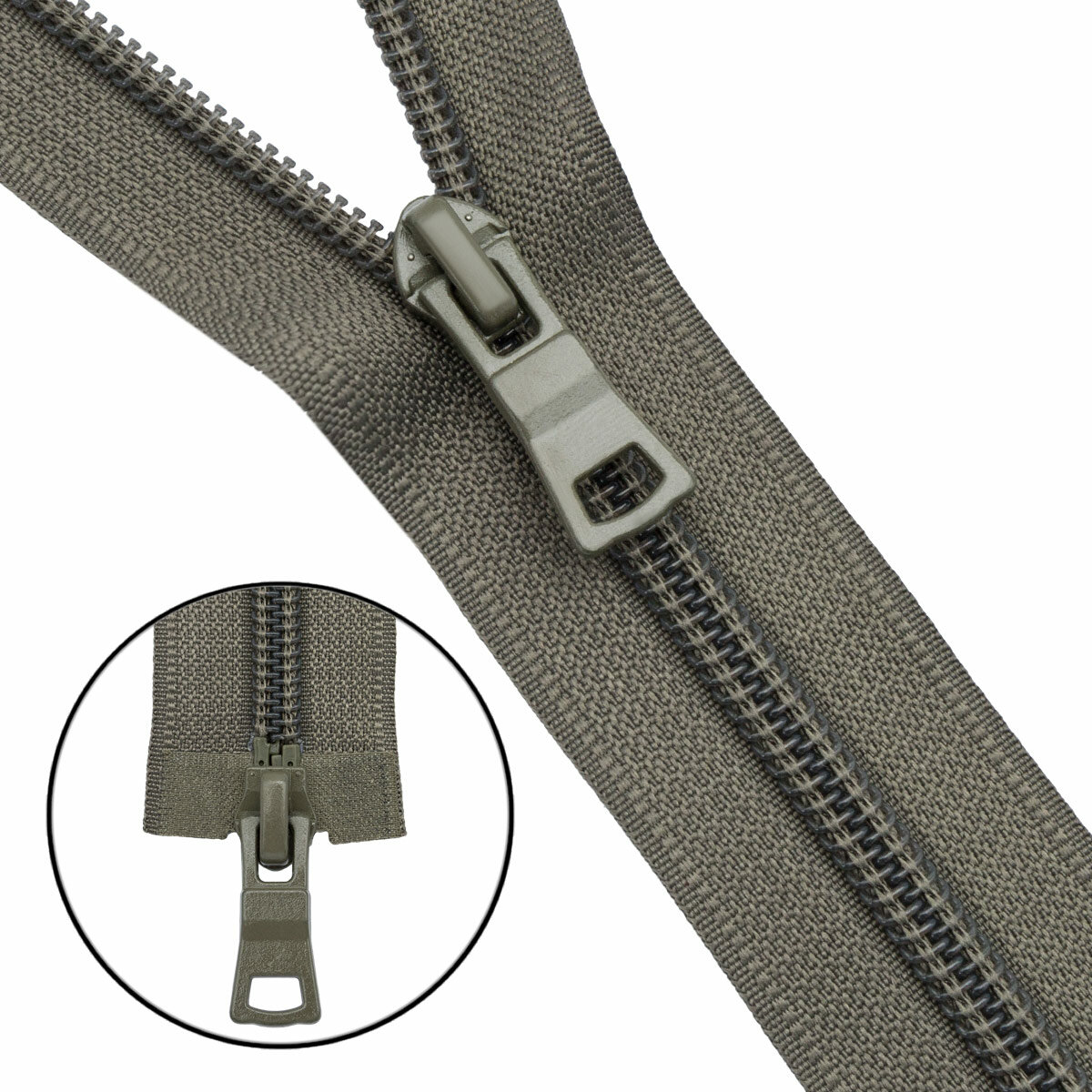 Молния спиральная разъемная 110 см, 10 шт, Т7, 2 замка, Айрис (282 хаки)