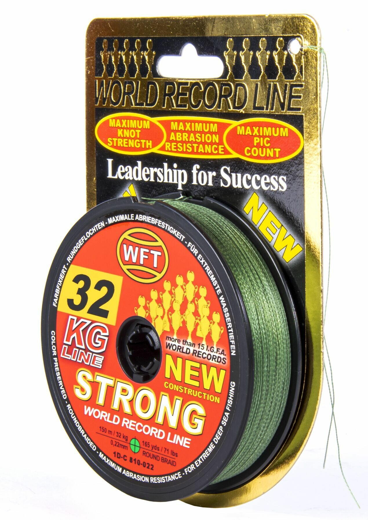Шнур плетёный для рыбалки WFT KG STRONG Green 150/022, плетенка летняя