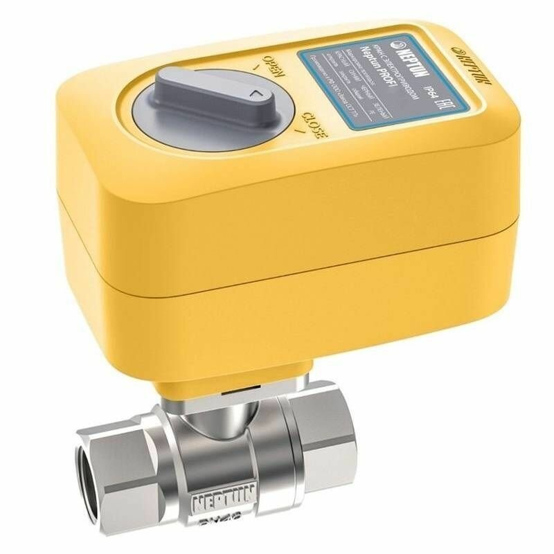 Кран шаровой резьб. 1/2", PN40, Neptun PROFI, сталь нержавеющая, вн. р.- вн. р, электропривод 220В