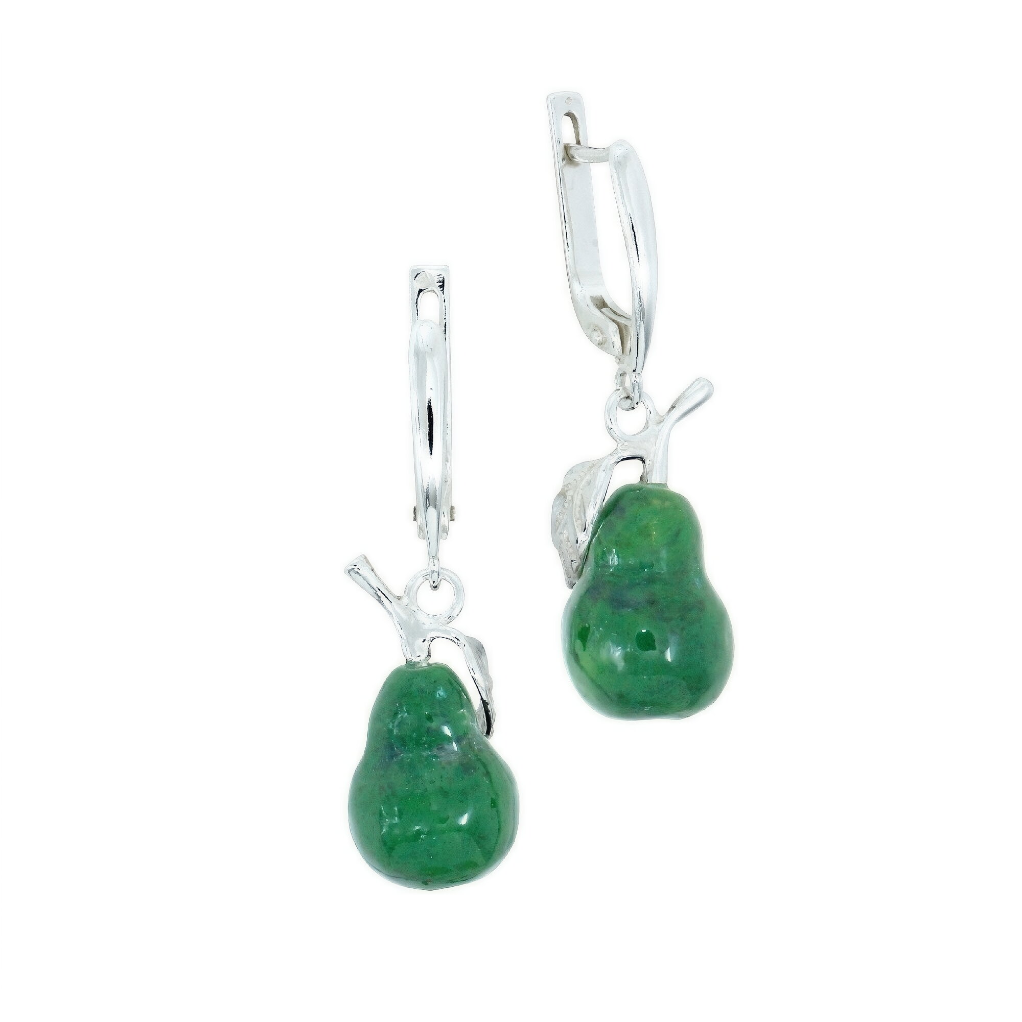 Серьги, серебро, 925 проба, родирование, янтарь