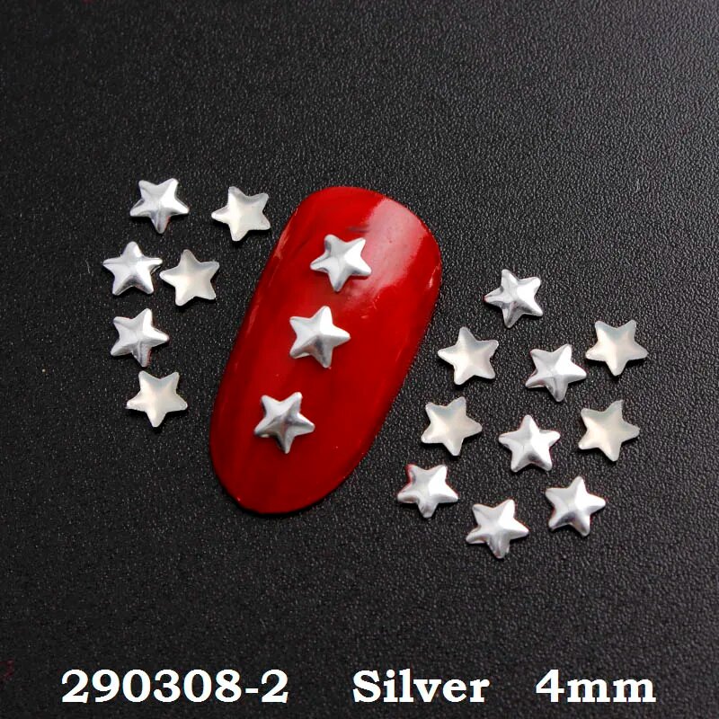 Золотые/серебряные пятиконечные звезды 3 мм/4 мм/5 мм для горячей фиксации, в Silver 590pcs