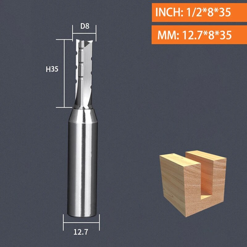 Твердосплавная фреза 12.7x8x35 мм, 3-зубая