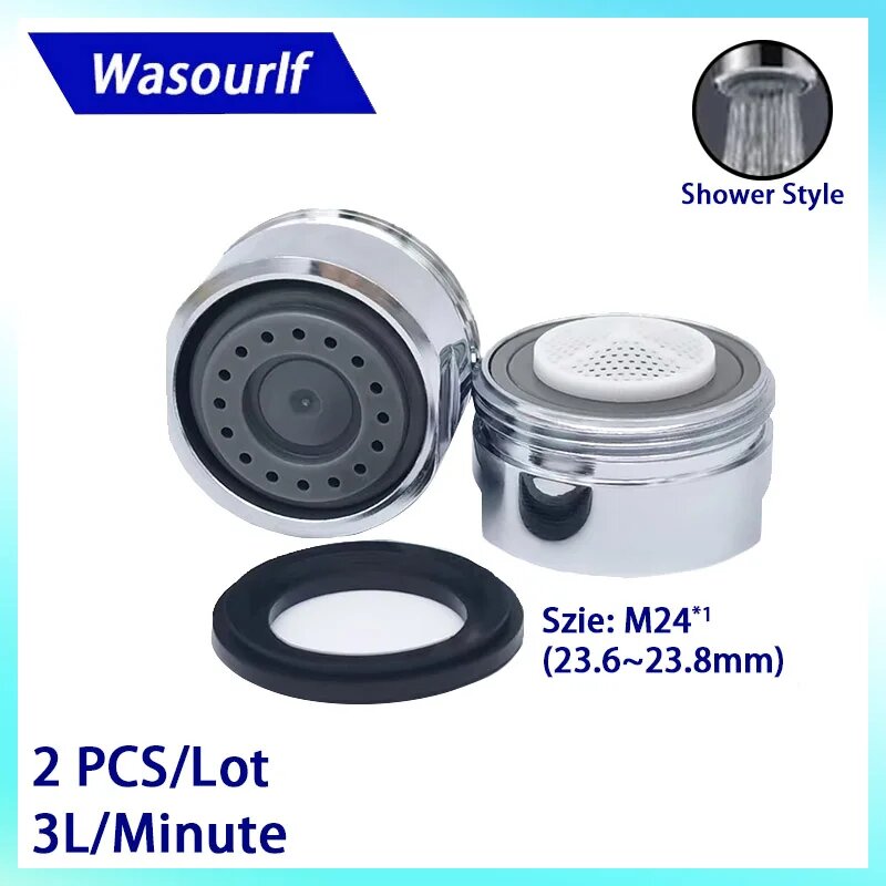 WASOURLF 2 шт. водосберегающий кран, аэратор M24, 24 мм, наружная резьба, 3-литровый барботер, 3 л, аксессуары для изливка крана, экономия добро пожаловать