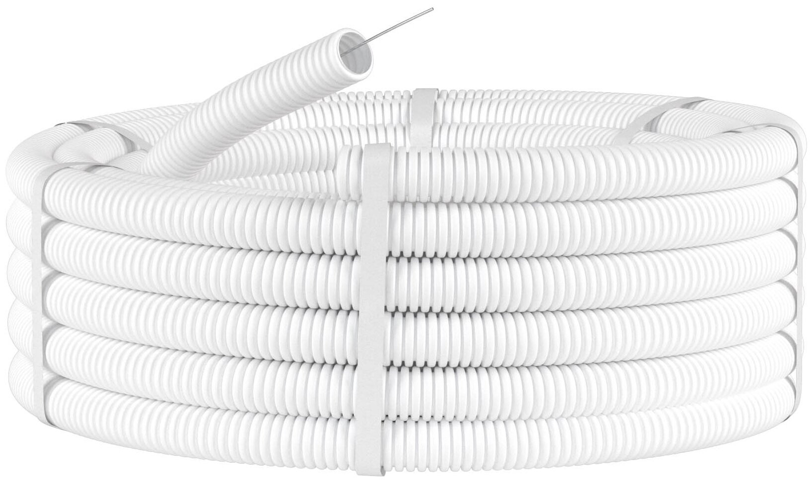 Труба гофрированная ПЛЛ с протяжкой 16мм 100м гибкая не содержит галогенов гофра для кабеля, DKC 81816 цвет белый