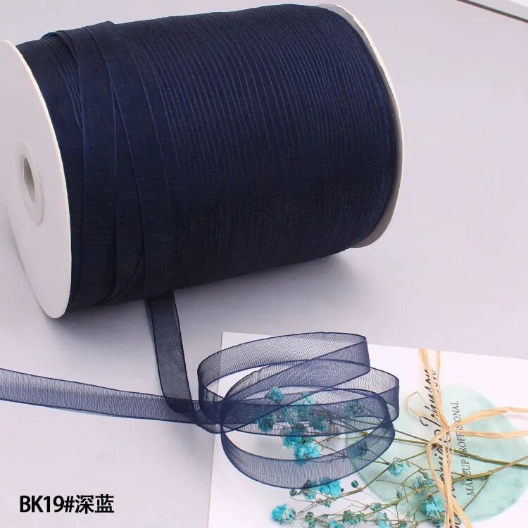 Ленты органза мerylover 10 мм 10 м Синий, Dark blue