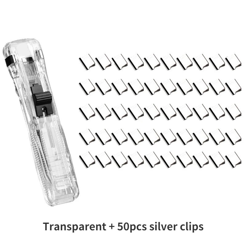 Пластиковый прозрачный зажим-толкатель Pelsone Серебряный, Transparent Sliver