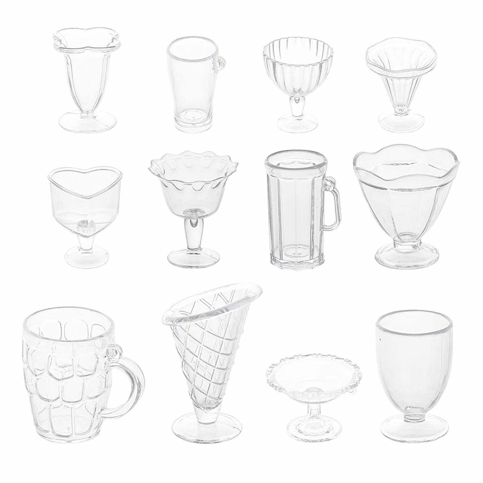 Набор мини-стаканчиков для ручного творчества, 12 прозрачных пластиковых кружечек для кукольной еды, ювелирных поделок и декора из эпоксидной смолы, микро-кубки для миниатюр и DIY-украшений