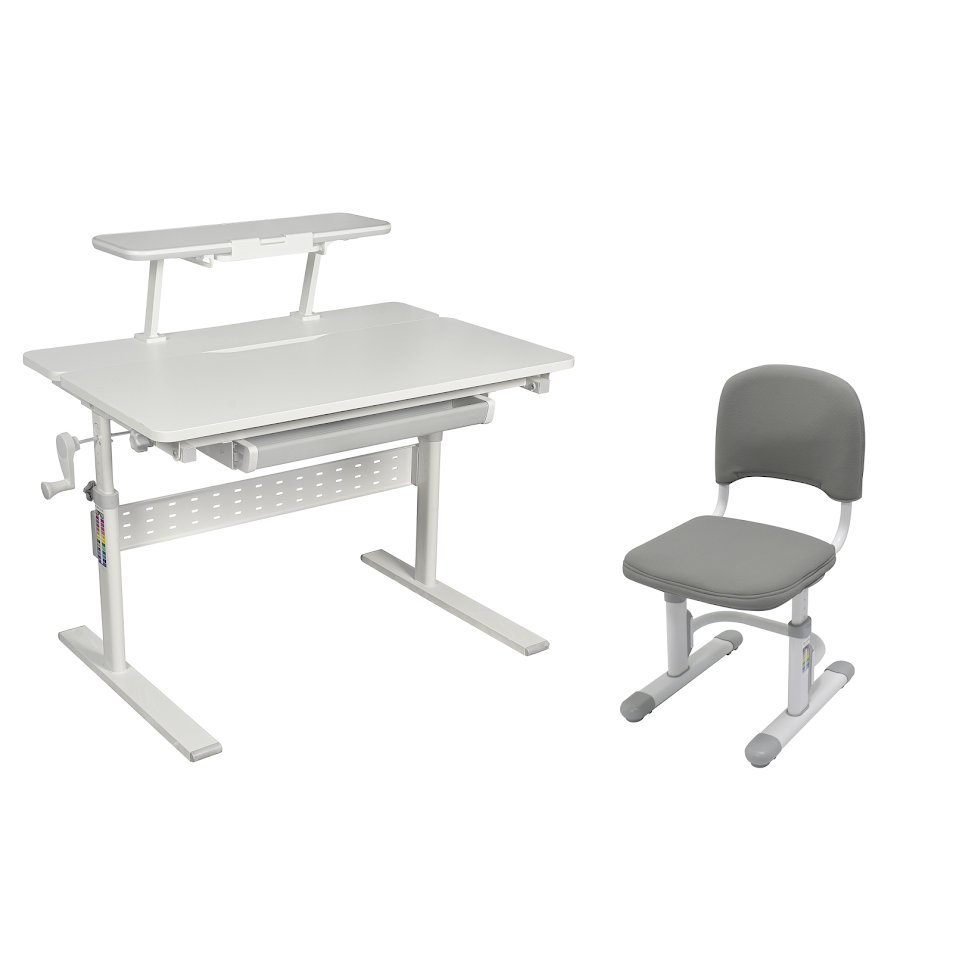 Растущий Комплект парта+стул FUNDESK Colore Grey, серый, для детей 4-16 лет, выдвижные ящики