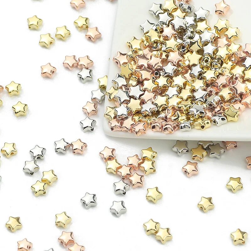 CCB бусины звёздочки 6 мм, позолоченные, посеребренные, для украшений UPGFNK 400pcs, Mix colors