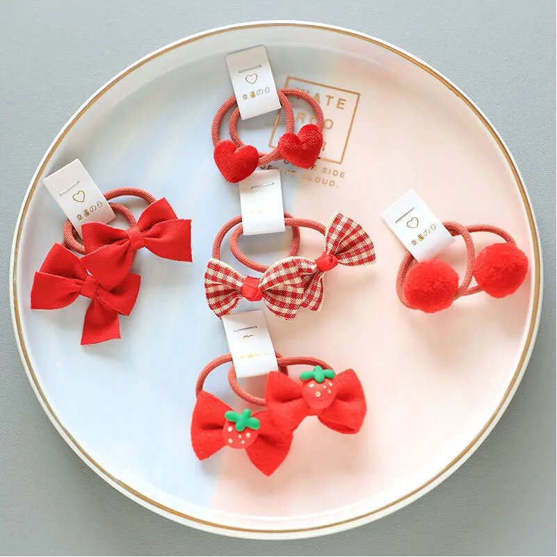 Детские резинки для волос, Красный, 10Pcs-G9