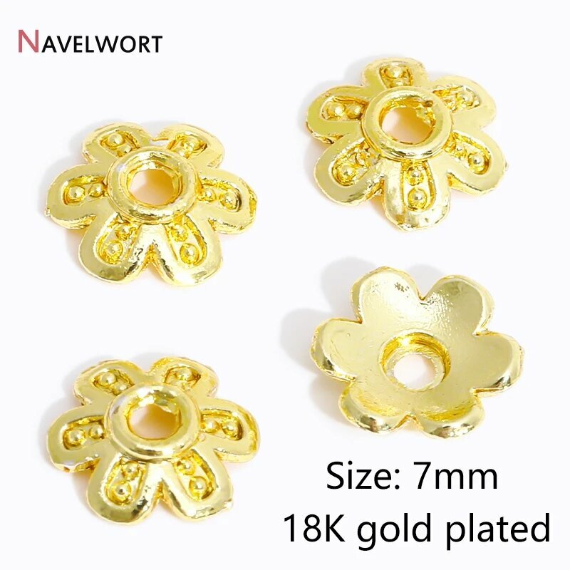 Шапочки для бусин 18K gold plated, 7 мм, NAVELWORT