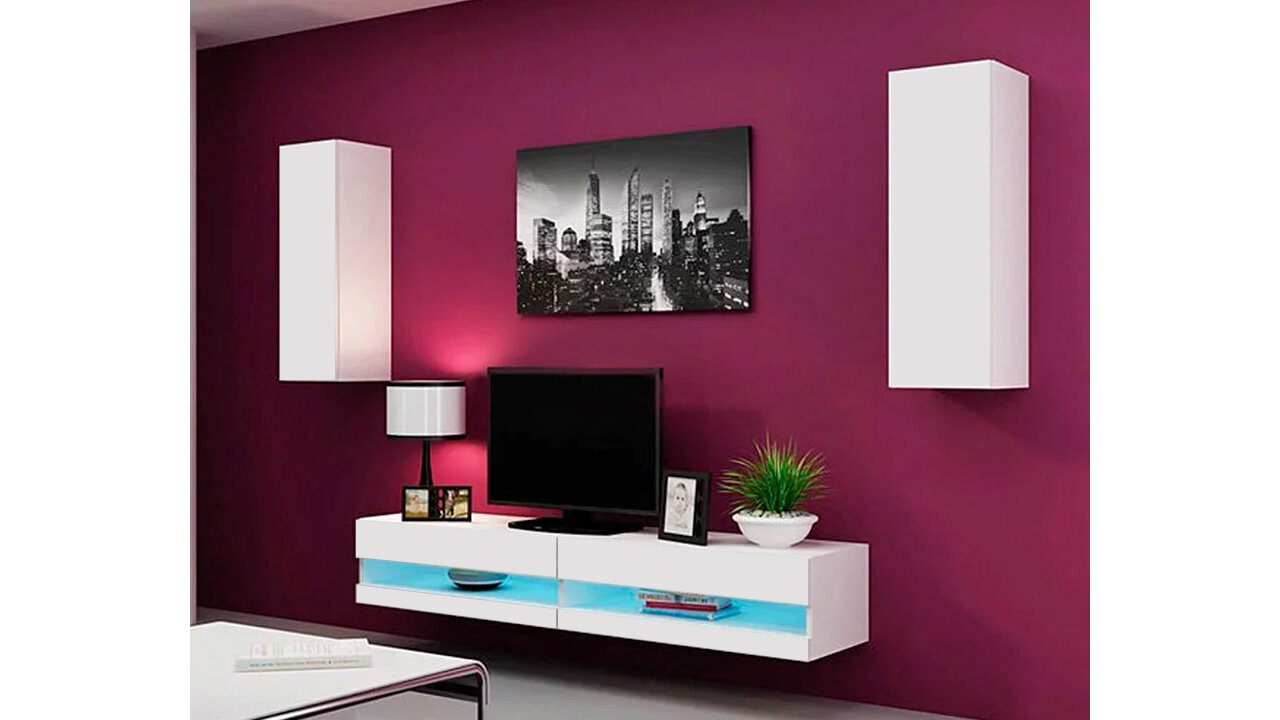 Гостиная Виго нью 10 Белый Фасадный 0101 NOW 250x42x180 см, Фиеста