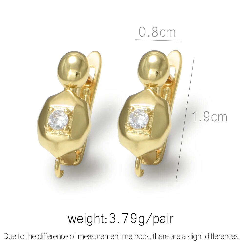 Серьги клипсы YANASI, 18K Gold, циркон, 1.9 см