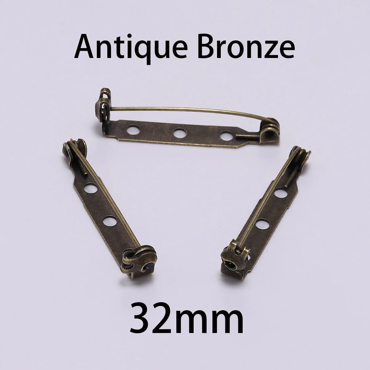 Металлические основы для брошек AGCFABS 20 шт, 20/25/32 мм Antique bronze-32mm