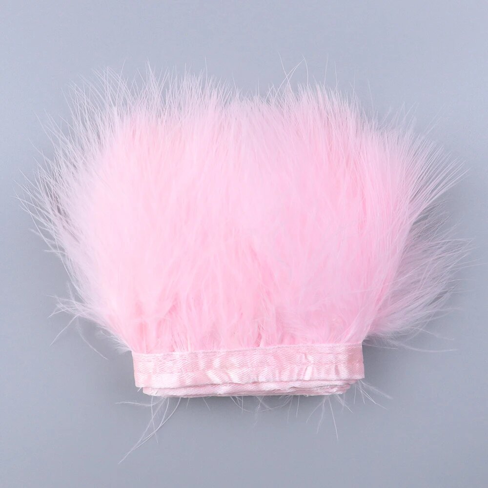 Бахрома из перьев марабу 1 метр 8-10 см Розовый, light pink