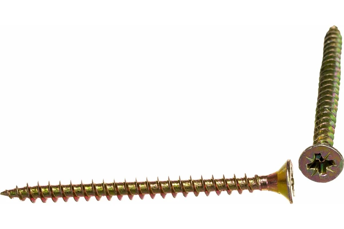 11399 Шуруп крепеж 5,0x120 мм желтый цинк, 10 шт для древесины и металла защита от коррозии