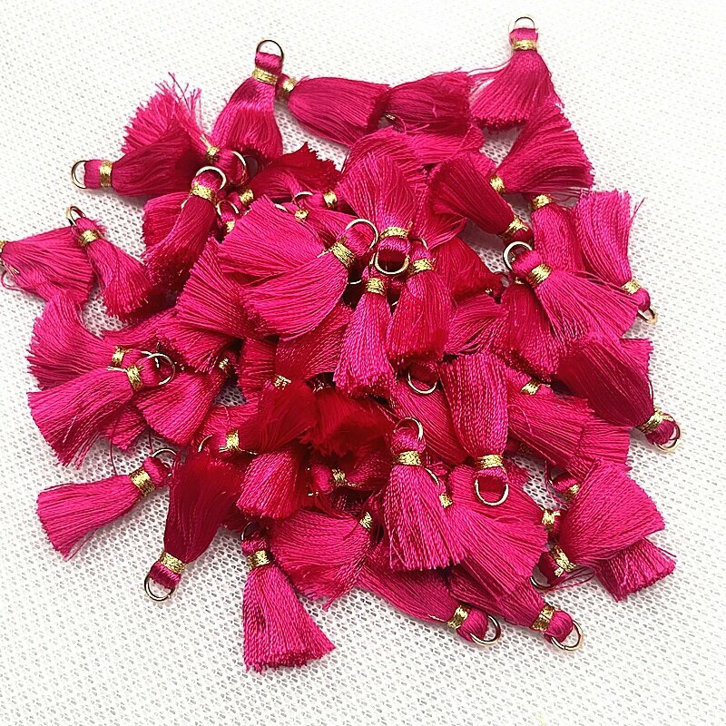 Розовые кисточки из вискозы, подвески, 04