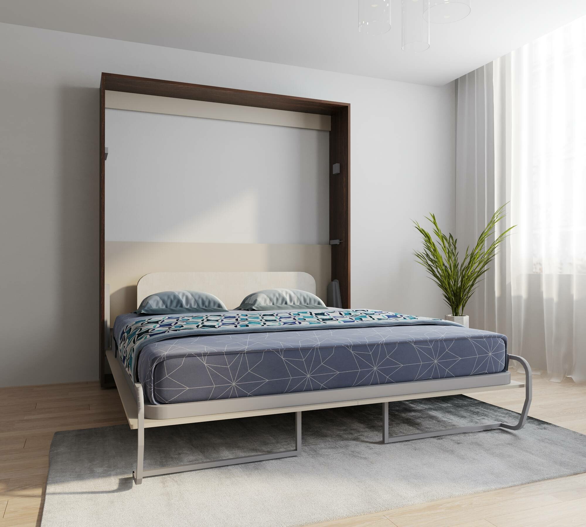 Шкаф кровать-трансформер со складным изголовьем Ergoroom Летто 1800 Лайт Космо