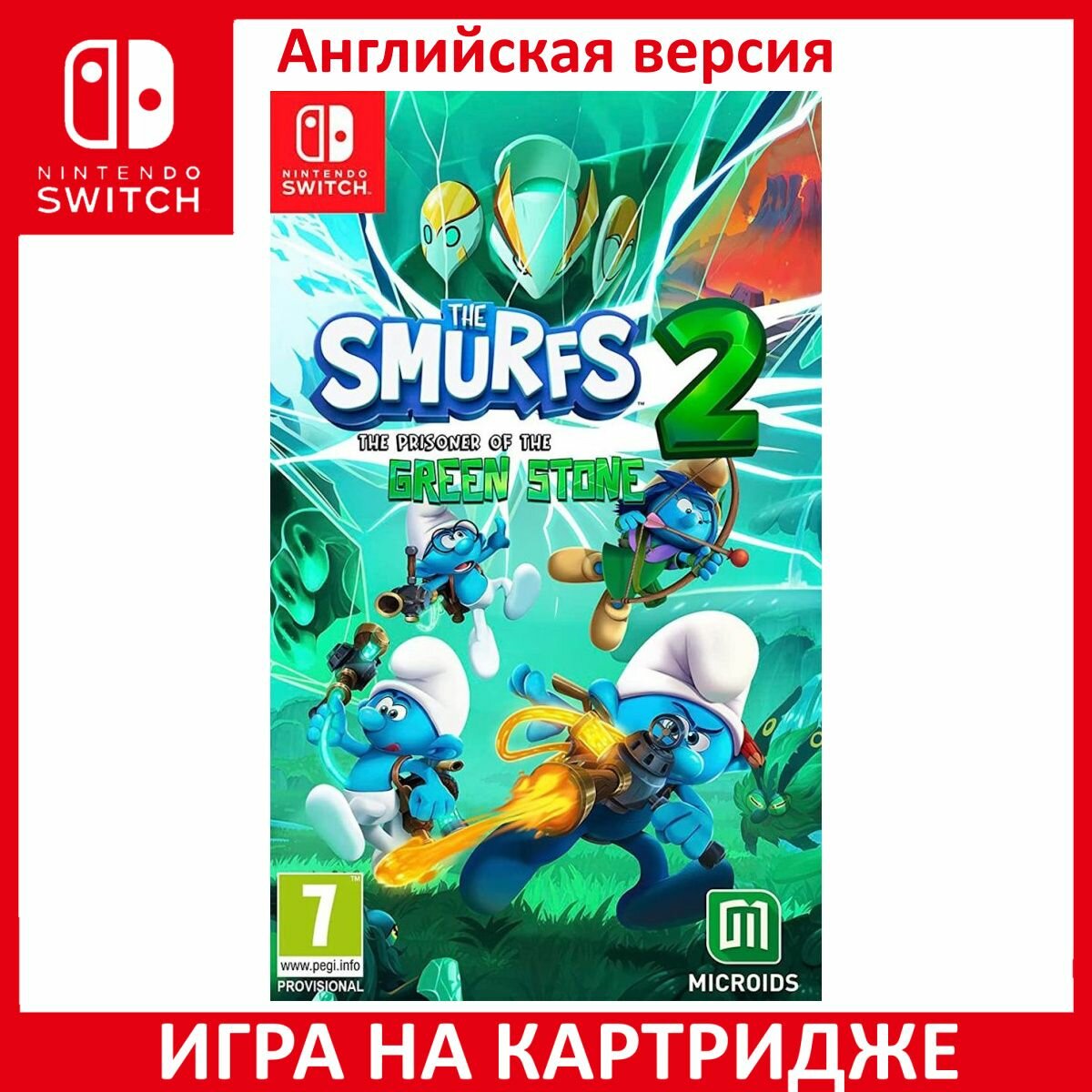 Игра The Smurfs 2 (Смурфики 2) Узник зеленого камня (The Prisoner of the Green Stone) Switch Картридж на Nintendo Switch Английская версия