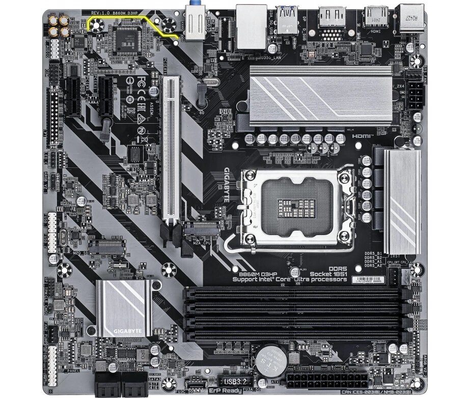 Материнская плата Gigabyte B860M D3HP, Soc-1851, Intel B860, mATX