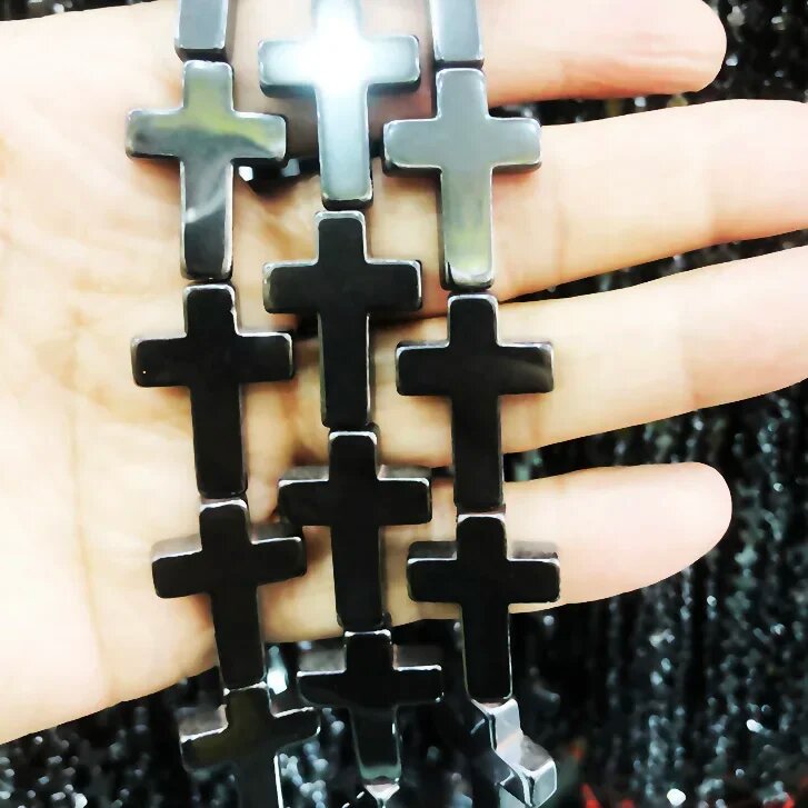 Черные гематитовые бусины крест 4/6/8/10 мм 6mmx8mm 47pcs