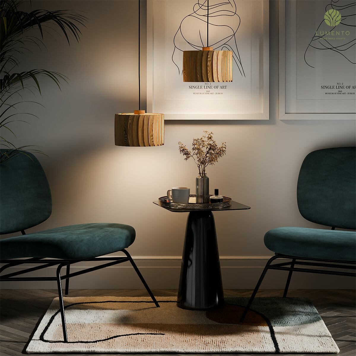 Люстра потолочная подвесная на кухню, в детскую, в спальню, в гостиную, в зал из дерева Lumento