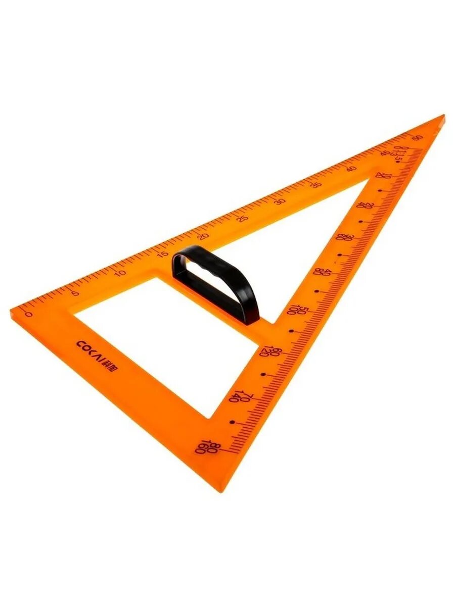 Треугольник для школьной доски, с держателем, прямоугольный,