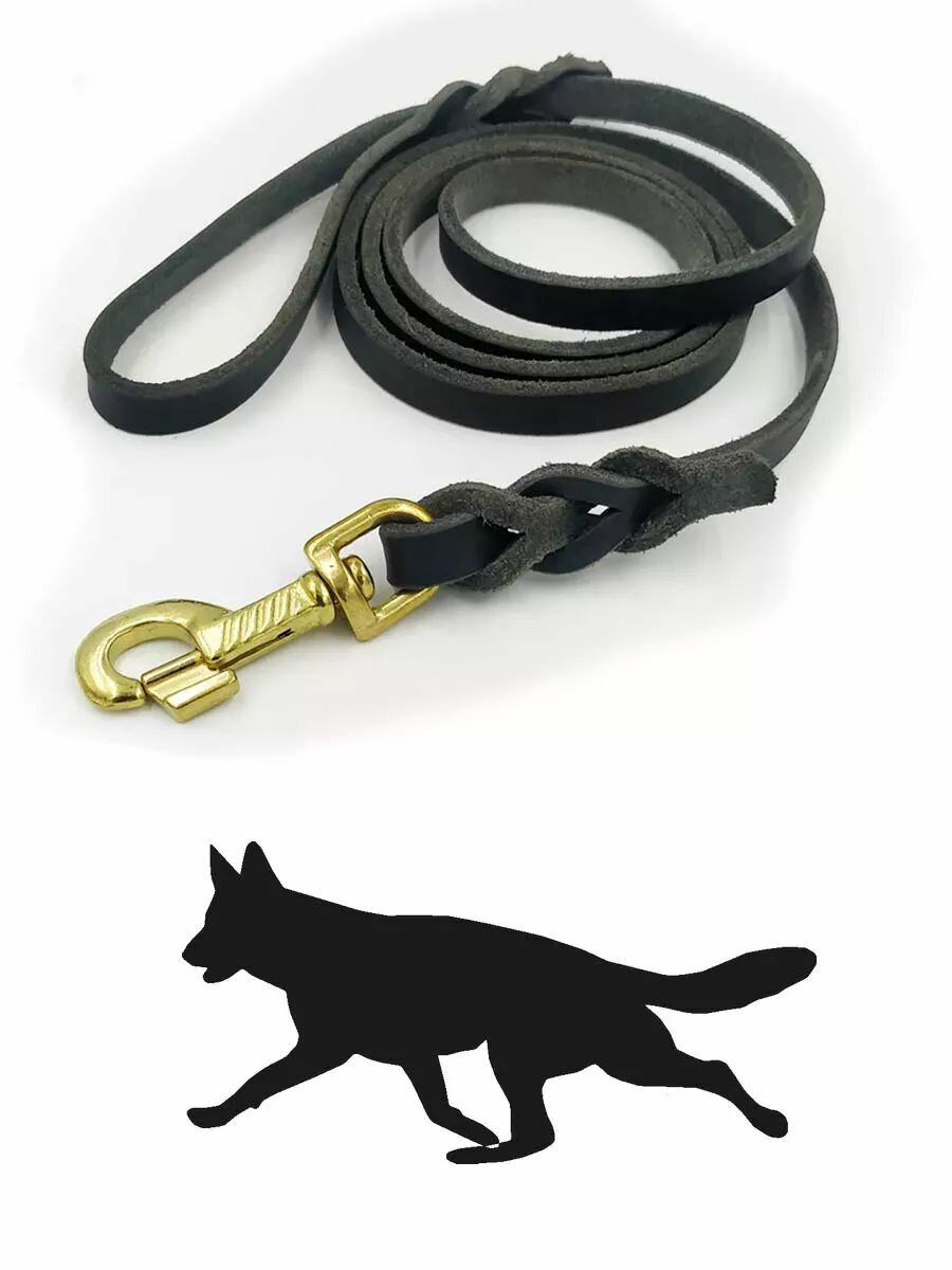 Поводок для собак длинный кожаный 200 см карабин латунь