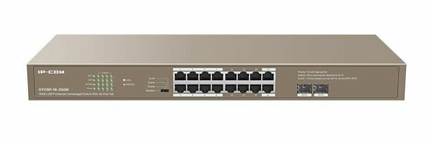 IP-COM G1118P-16-250W Неуправляемый Ethernet-коммутатор 16GE+2SFP с 16-портовым PoE