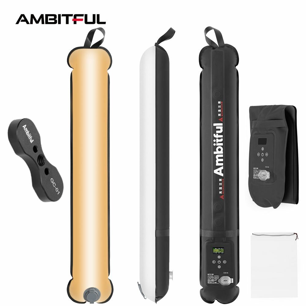 Ambitful GC12 BI Надувной софтбокс 2700K-6500K Портативное светодиодное фотоосвещение + Магнитный кронштейн GC-01
