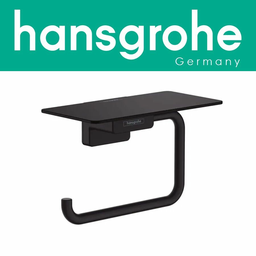 Держатель туалетной бумаги Hansgrohe AddStoris с полкой / черный матовый
