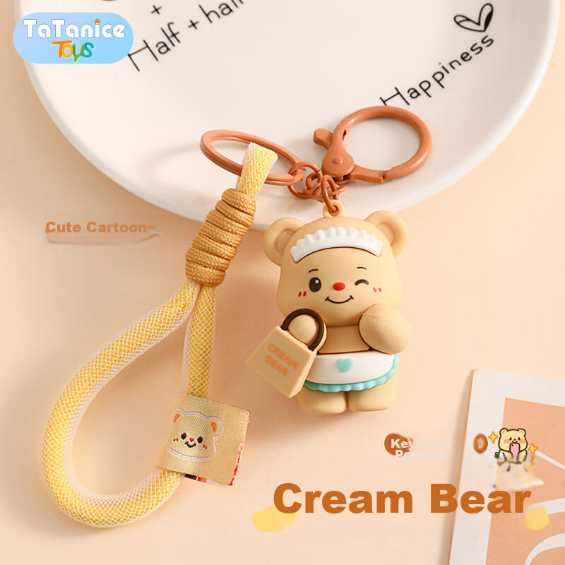 TaTanice Butter Bear Plush Keychain, Couple's Cute Pendant, Keyring, Backpack Accessory, Doll, Children's Toy, Birthday Gift for Girls