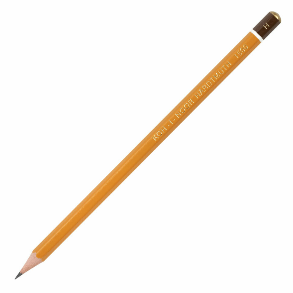 Карандаш чернографитный KOH-I-NOOR 1500, 1 шт, H, корпус желтый, заточенный, 150000H01170RU, 180491