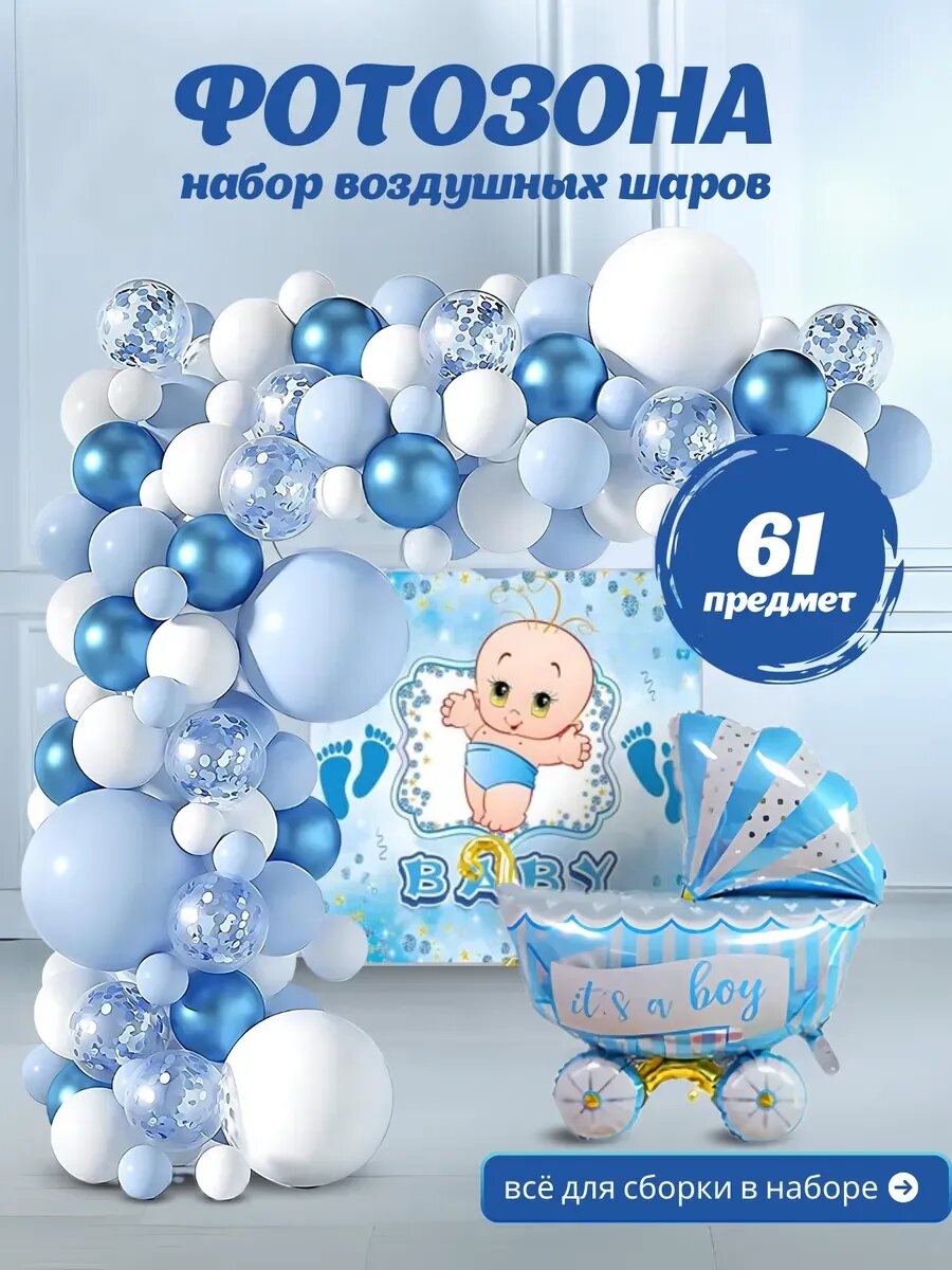 Воздушные шары на Рождение мальчика Фотозона