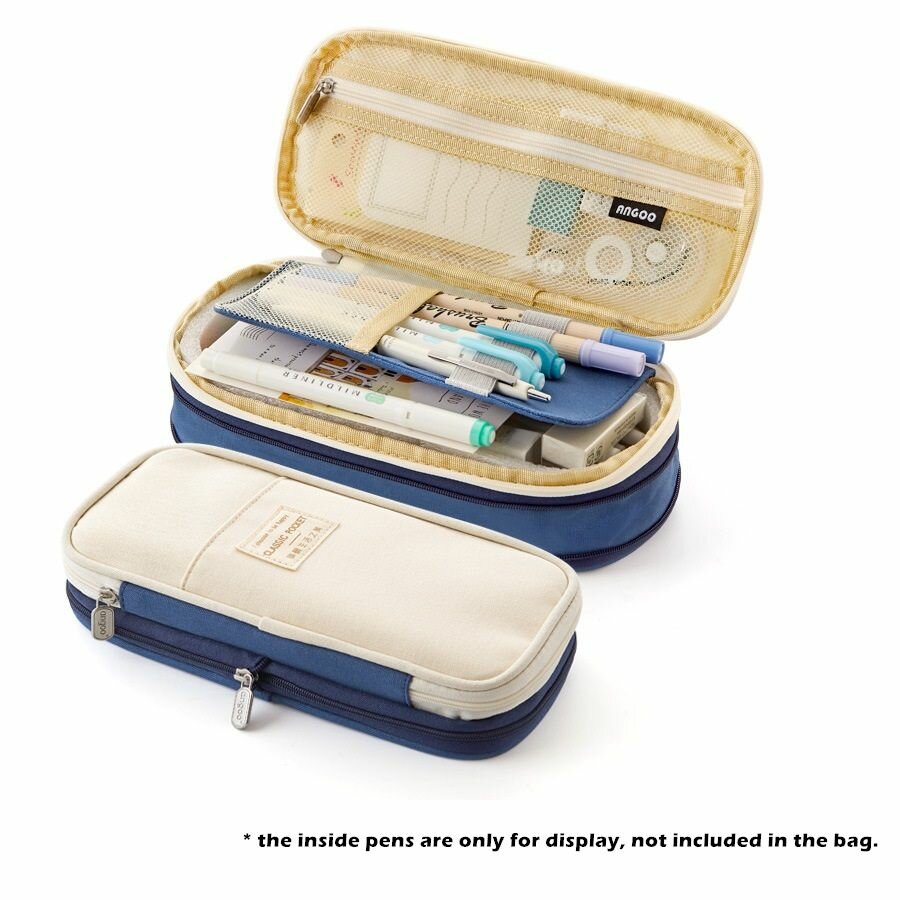Классический карманный пенал Angoo C-Block , складная холщовая сумка-органайзер для хранения канцелярских принадлежностей для косметических путешествий, студента A6449