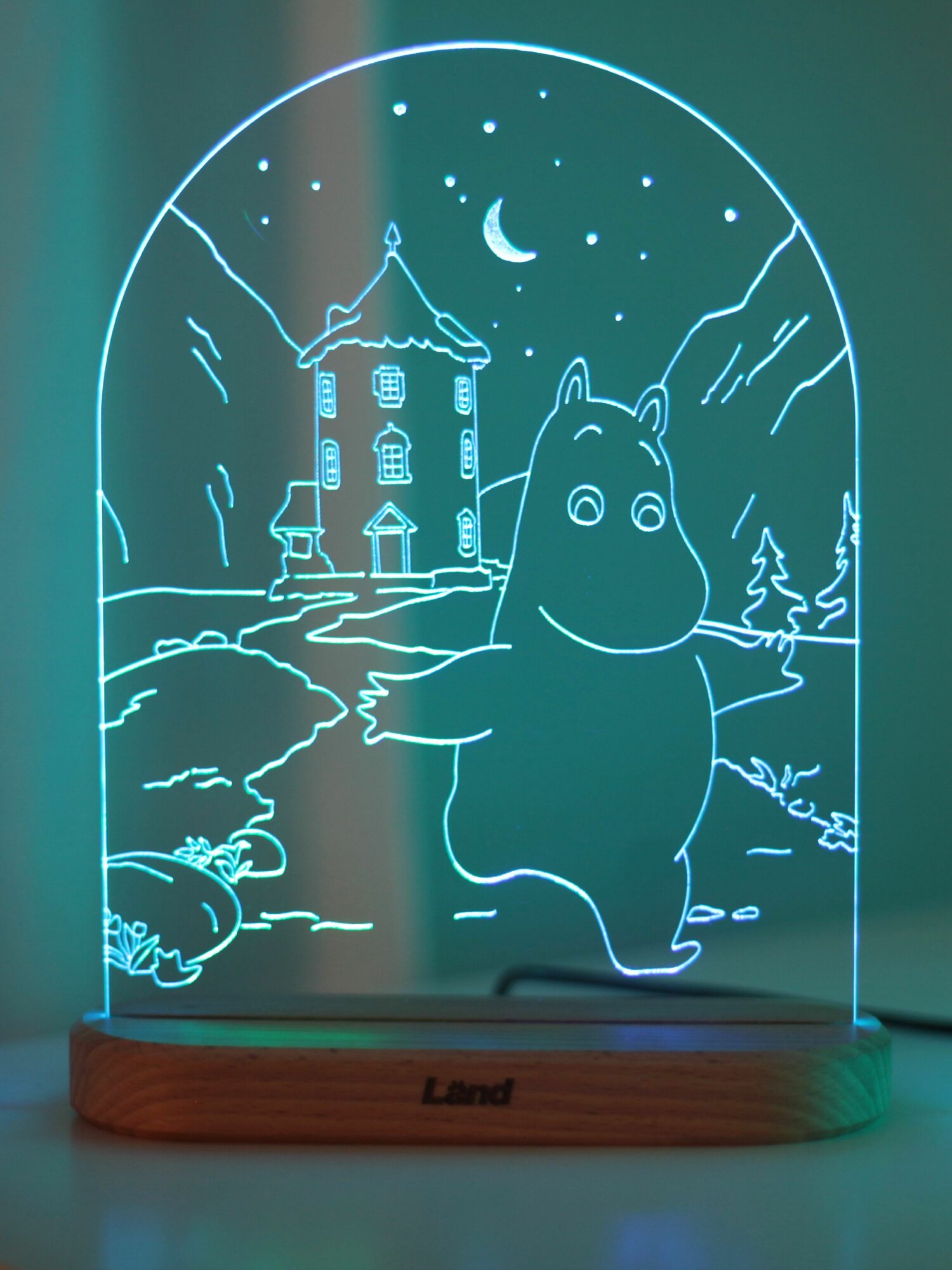 Детский светильник ночник из цельного бука Moomin Дом Муми Тролля