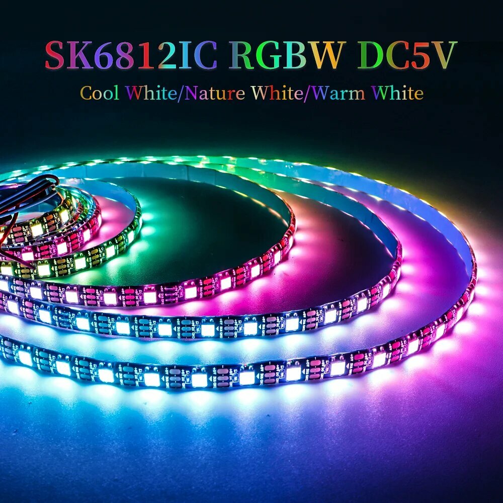 Светодиодная лента LOAMLIN SK6812 RGBW 60LED/м Ware white(RGBWW), White PCB, 5M 60 IP30