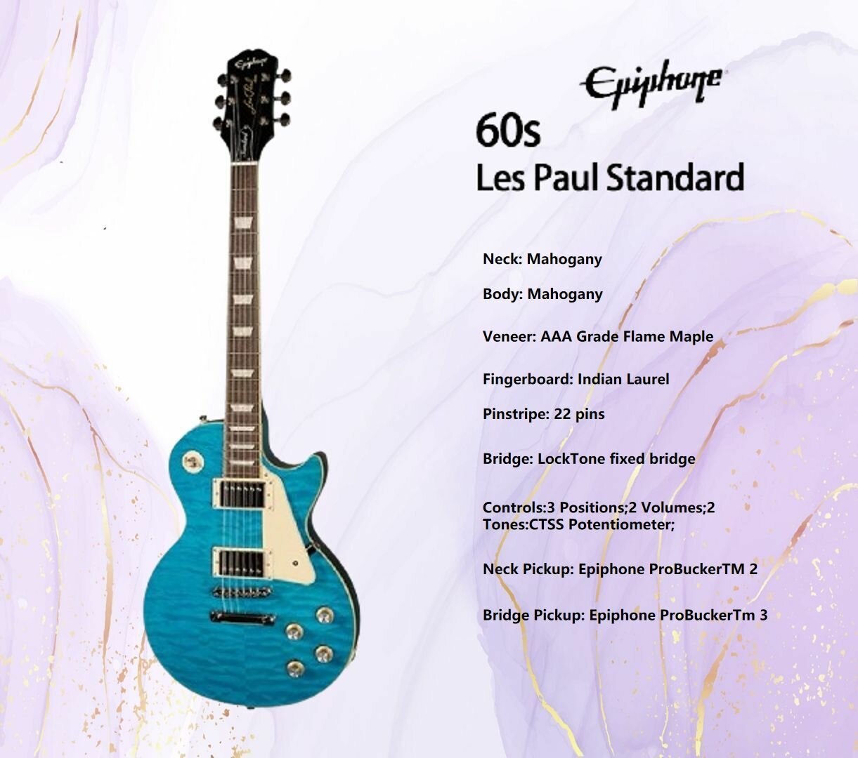 Epiphone электрогитара 60sLes Paul Standard.HS Cherry Gradient — фото 1