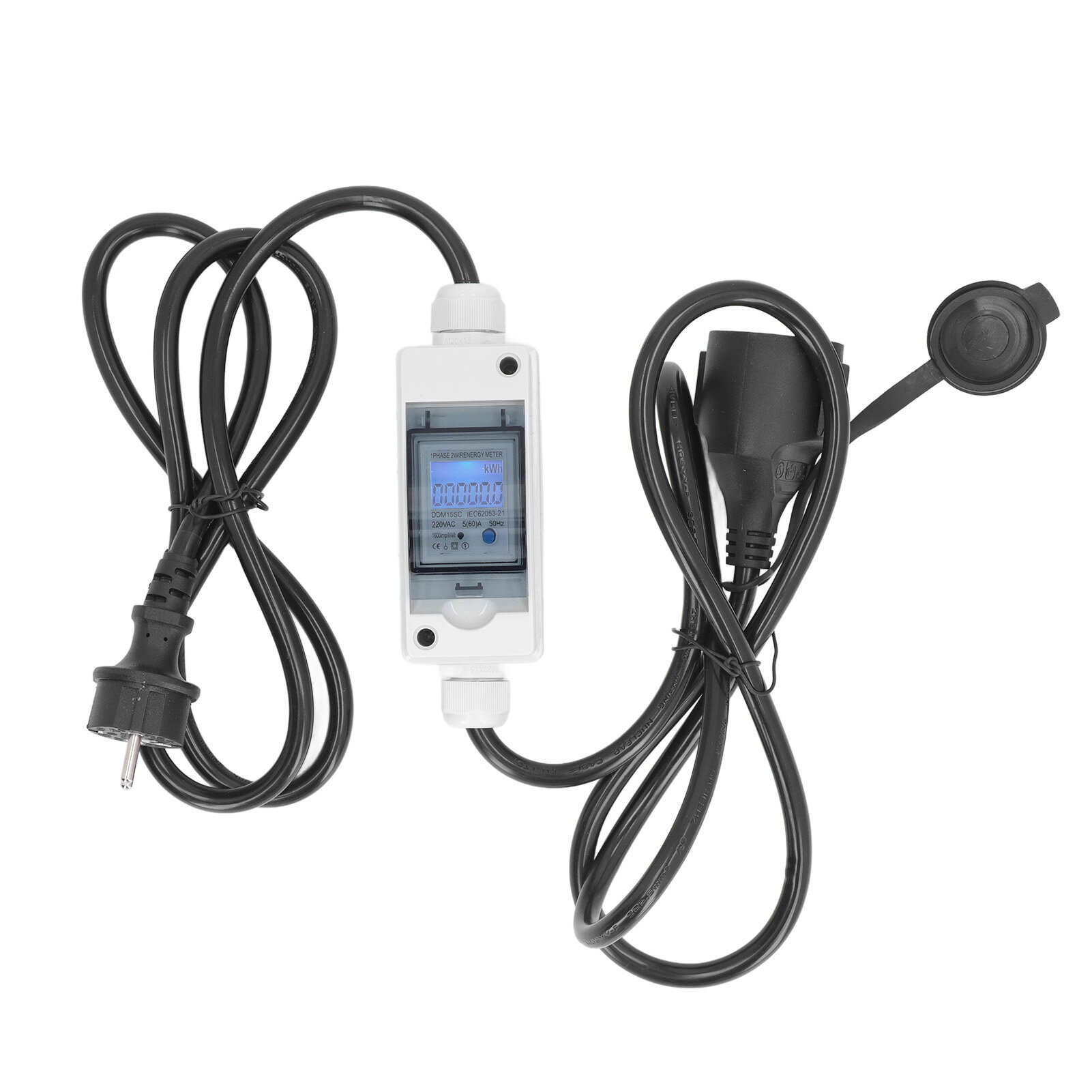 Мобильный цифровой электросчетчик IP65, водонепроницаемый, портативный, с ЖК-дисплеем, монитор потребления электроэнергии, 16 А