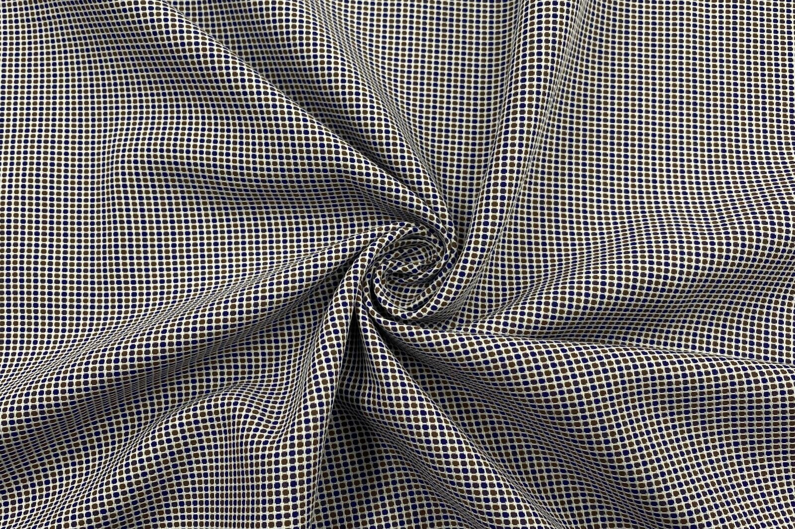 Ткань Хлопок рубашечный жаккард Canclini, синие и коричневые кружочки, ш150см, 0,5 м