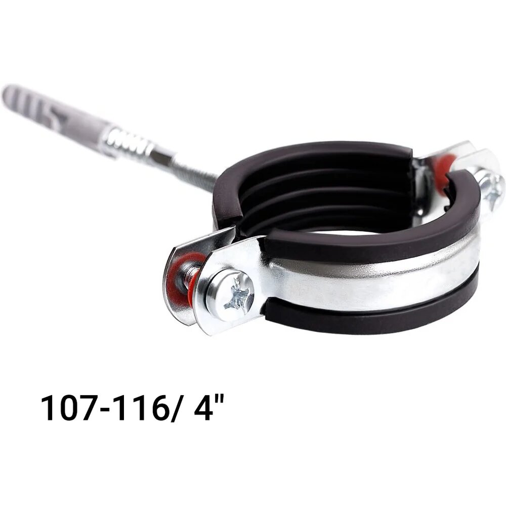 Хомут с EPDM уплотнителем UWS 107-116 мм 4 с гайкой М8 в комплекте ш+д 130784, резиновая