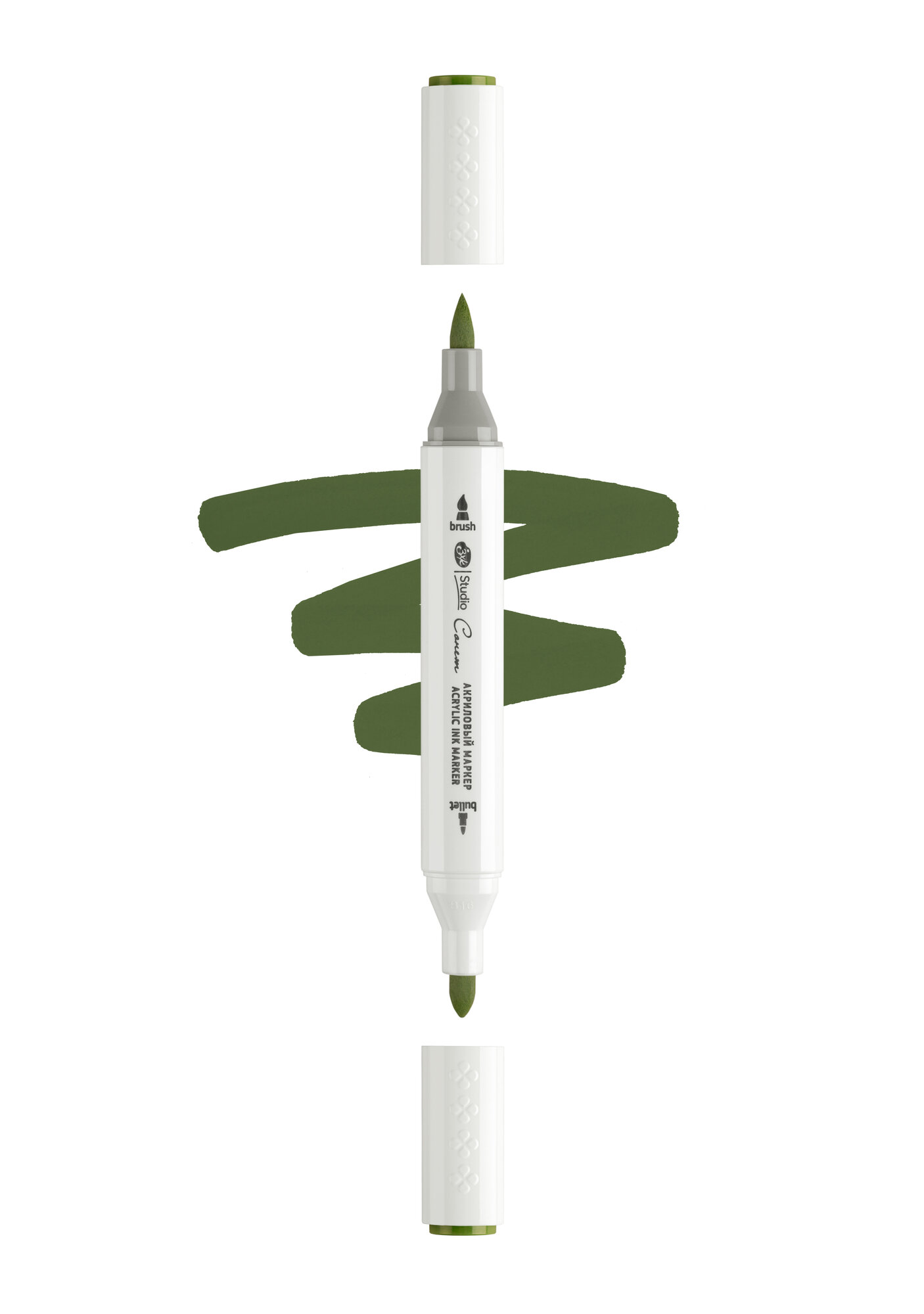 Маркер акриловый сонет на водной основе два пера №G778 зелёный травяной тёмный кисть/пуля