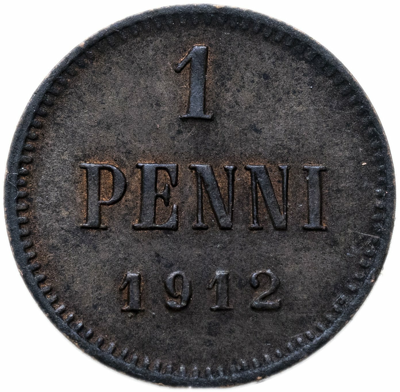 1 пенни penni 1912 Российская Финляндия, Медь, в сохранности XF-AU