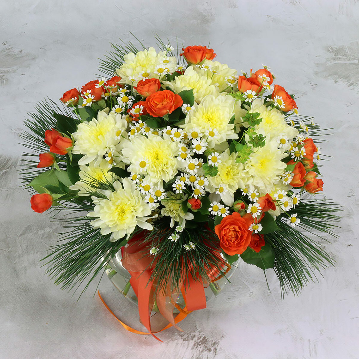 Букет Букет Маркет, роза, хризантема, ромашка, высота 40см, S