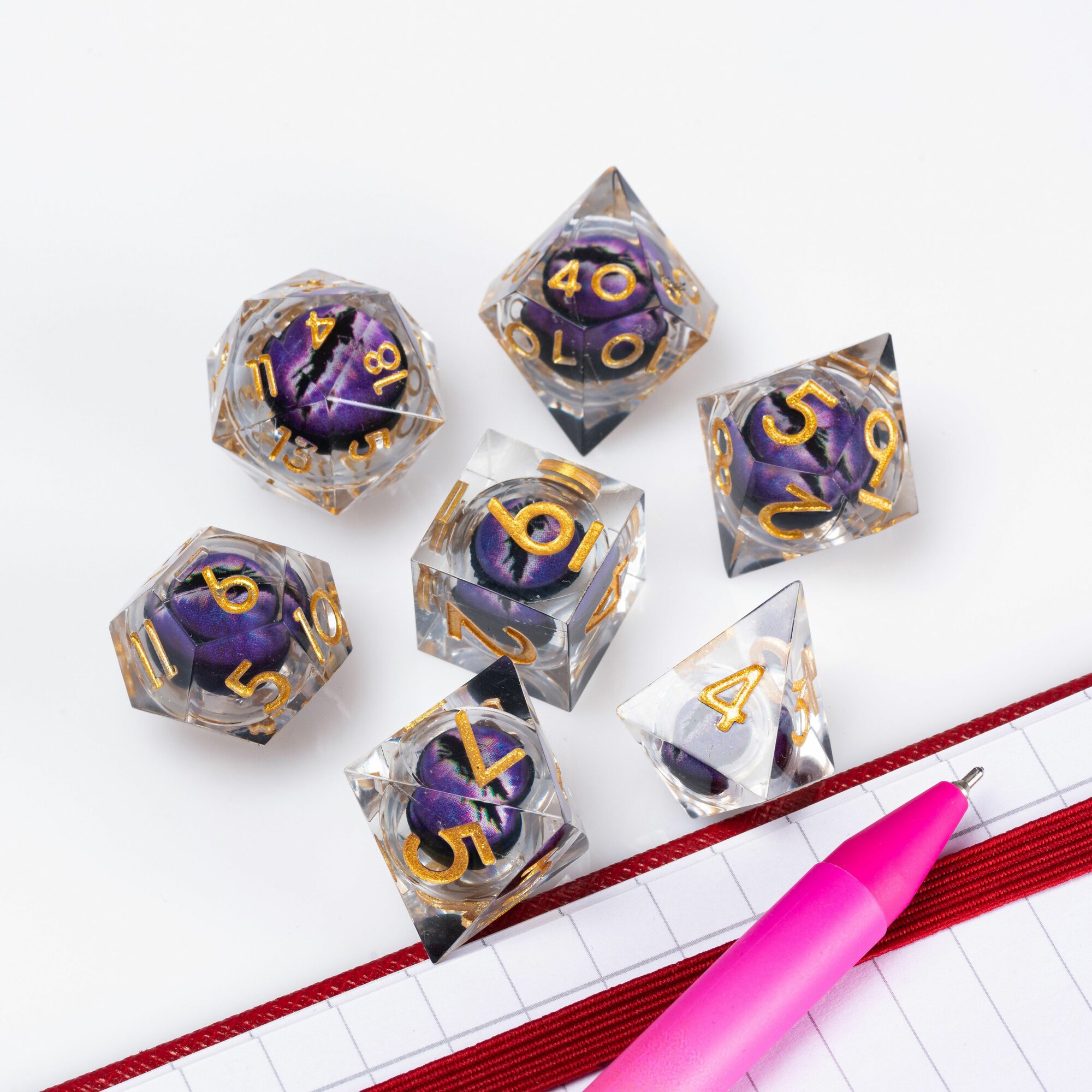 Кости игральные для Dungeons & Dragons, кубики из смолы для DnD и настольных ролевых игр (дайсы ДнД) 7 шт.
