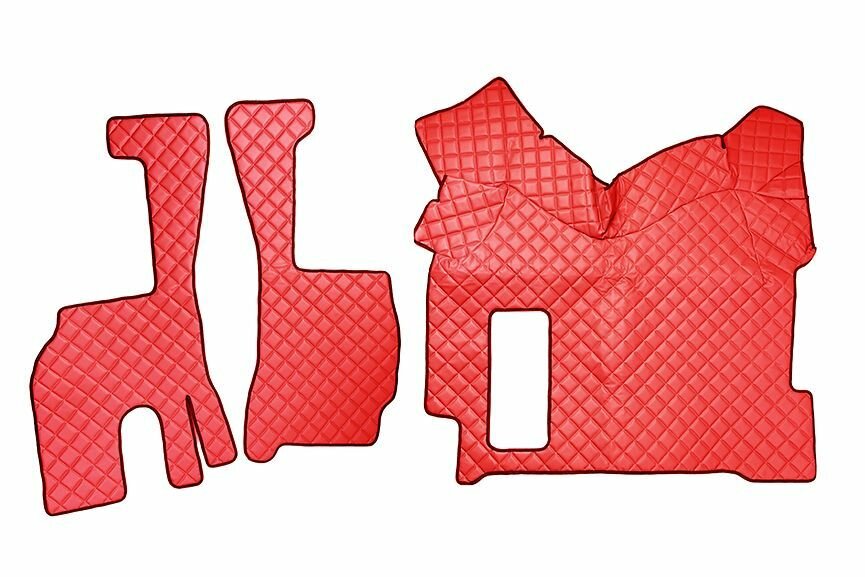 Коврик салонный грузовой VOLVO с 2002г (Автомат, выдвижной ящик) стеганый Красный