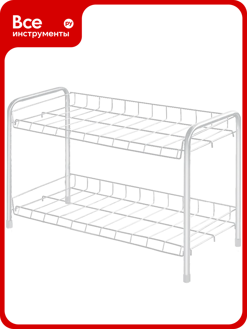 Этажерка Nika НИКА ЭТ3 ЭТ3/МБ, металлическая конструкция, двухуровневая система, матовое покрытие, белый цвет